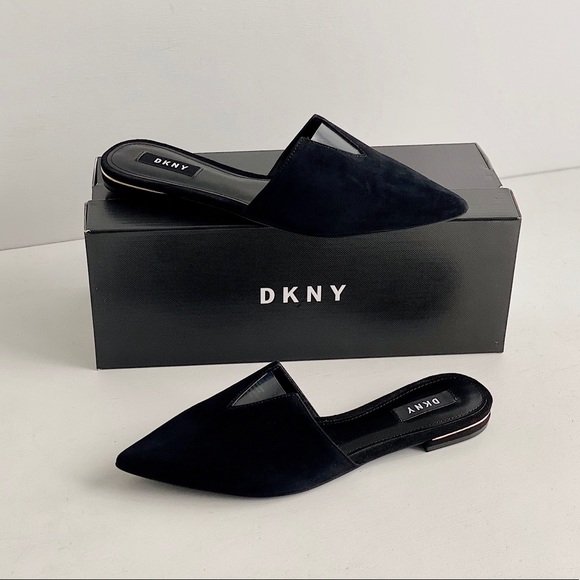Dkny | Shoes | New Dkny Ali Suede Pvc Trimmed Pointed Mules | Poshmark